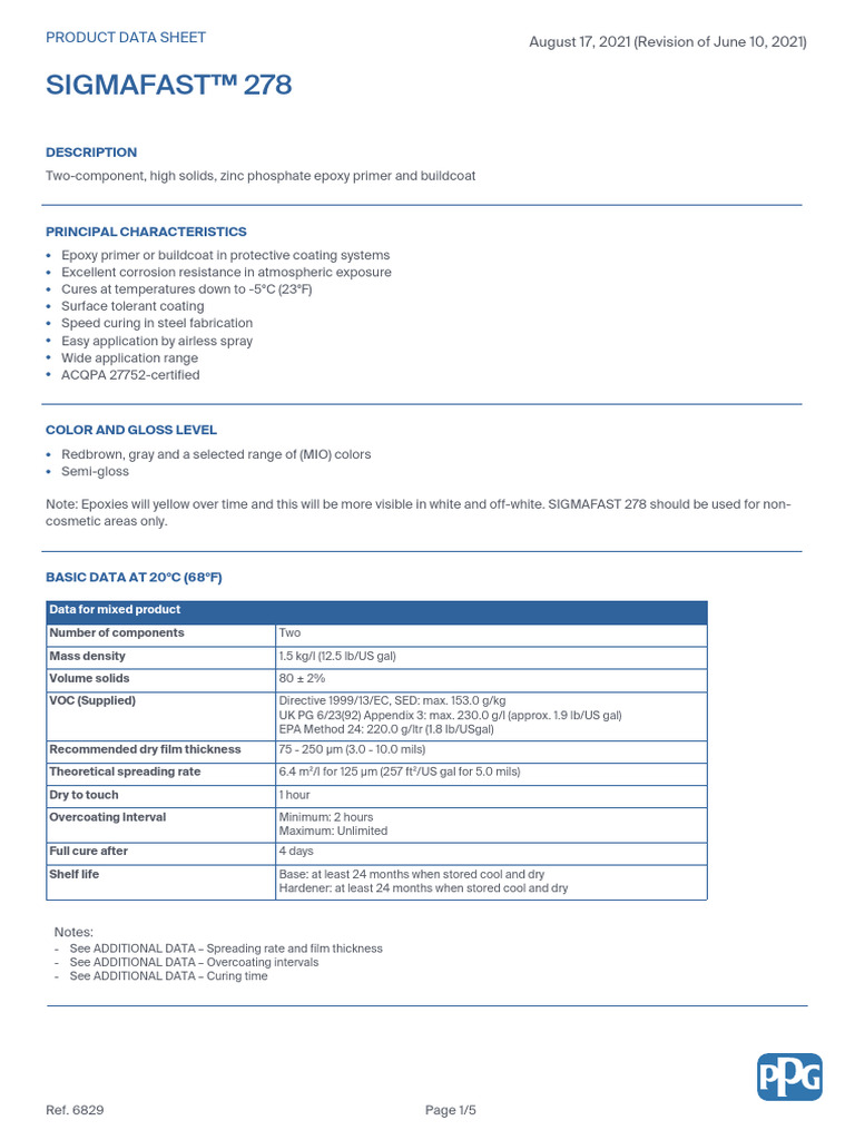 Sigma Fast Data Sheet | PDF