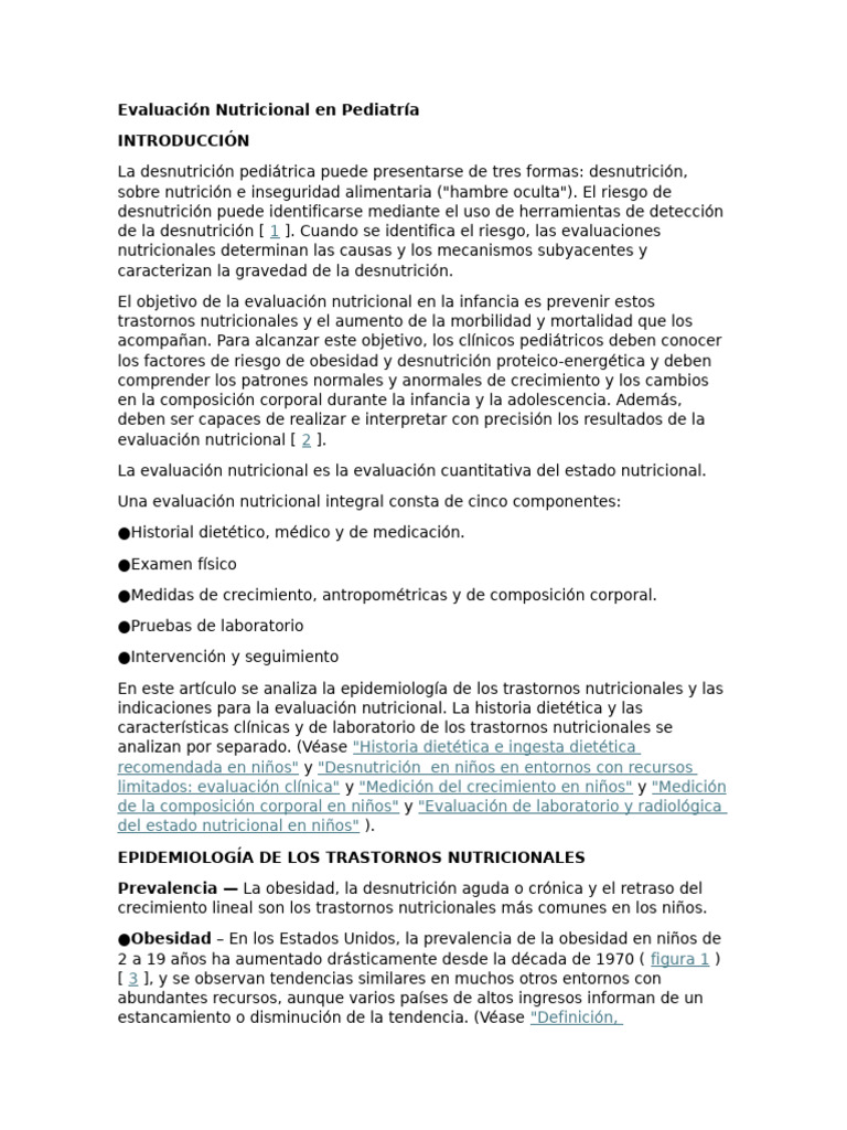 Evaluacion Nutricional en Pediatria Agosto 21-24 | PDF