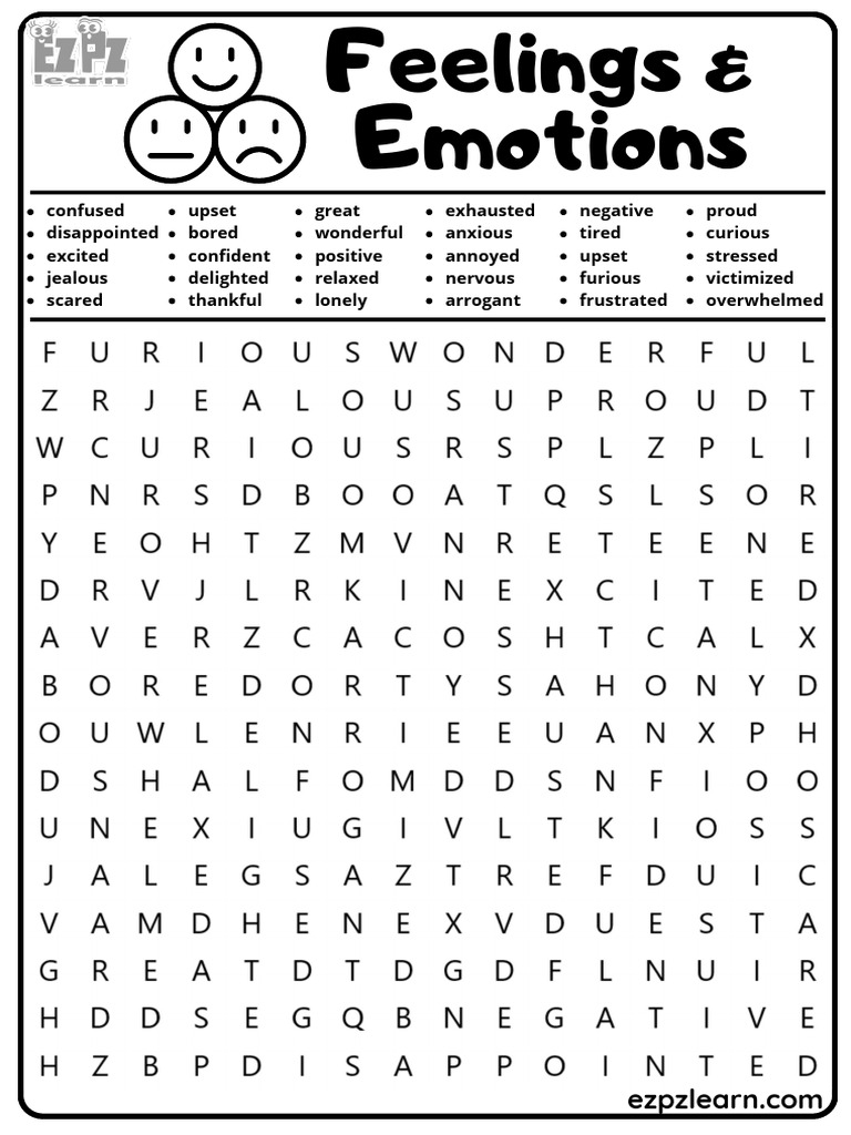 21 Feelings and Emotions Word Search 30 Words | PDF