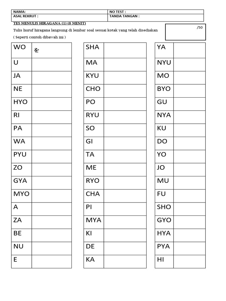 Soal Hiragana Katakana | PDF
