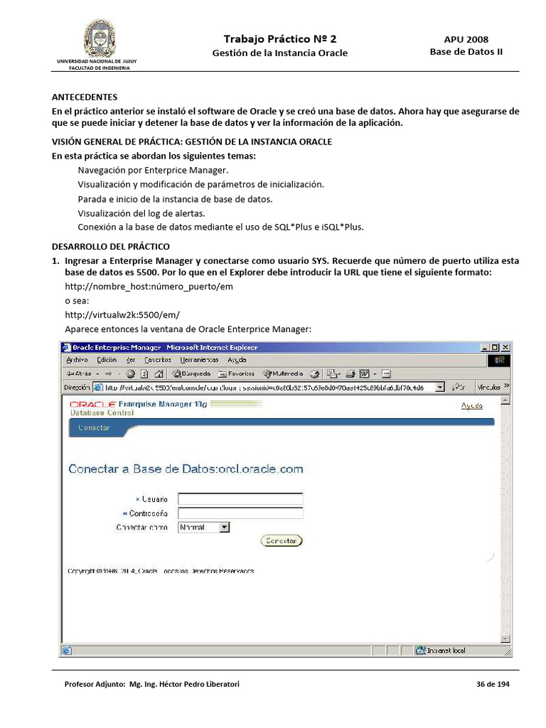 TP02 - U04 - Gestión de La Instancia Oracle | PDF
