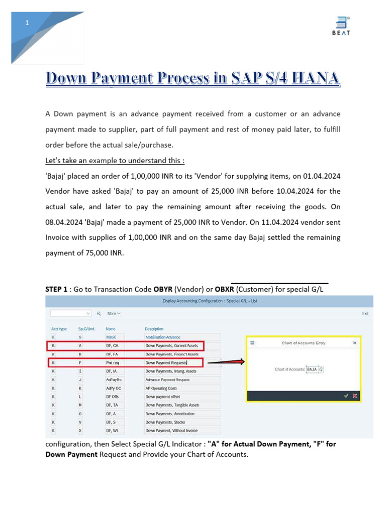 Down Payment in SAP FICO | PDF
