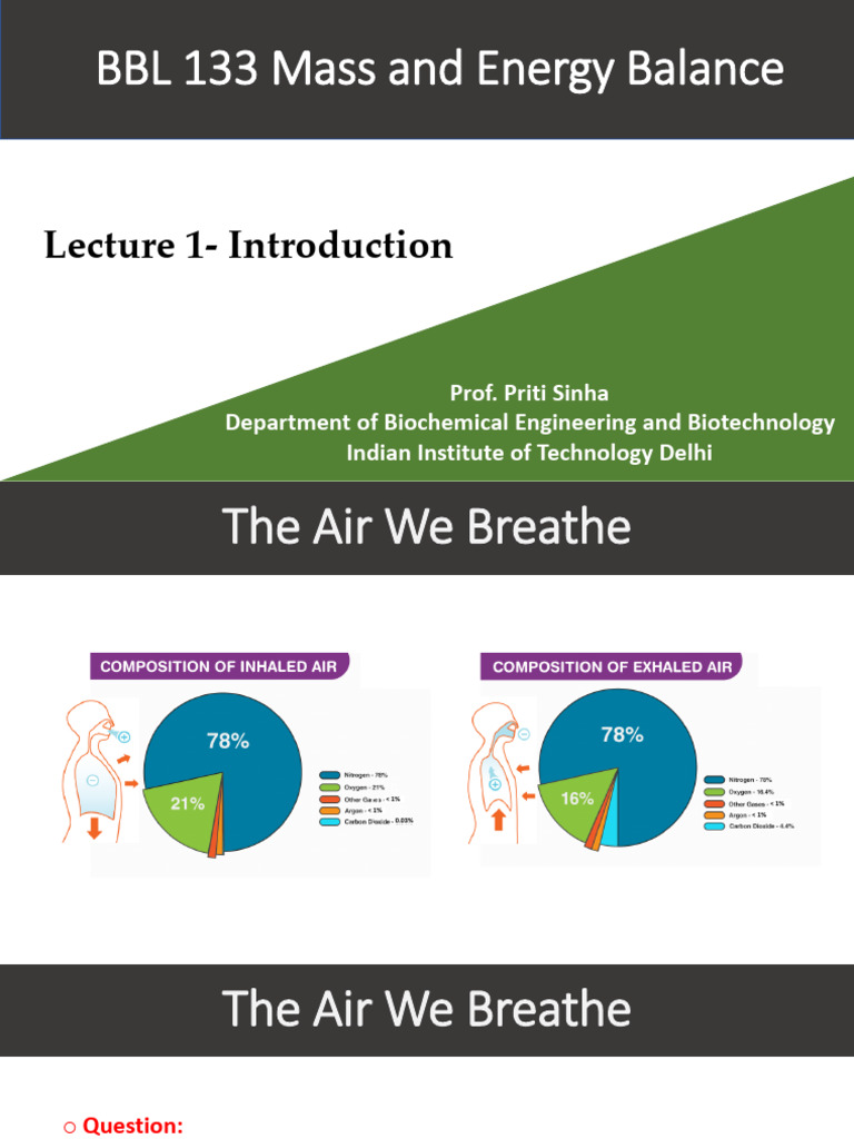 BBL 133 Mass and Energy Balance: Lecture 1-Introduction | PDF