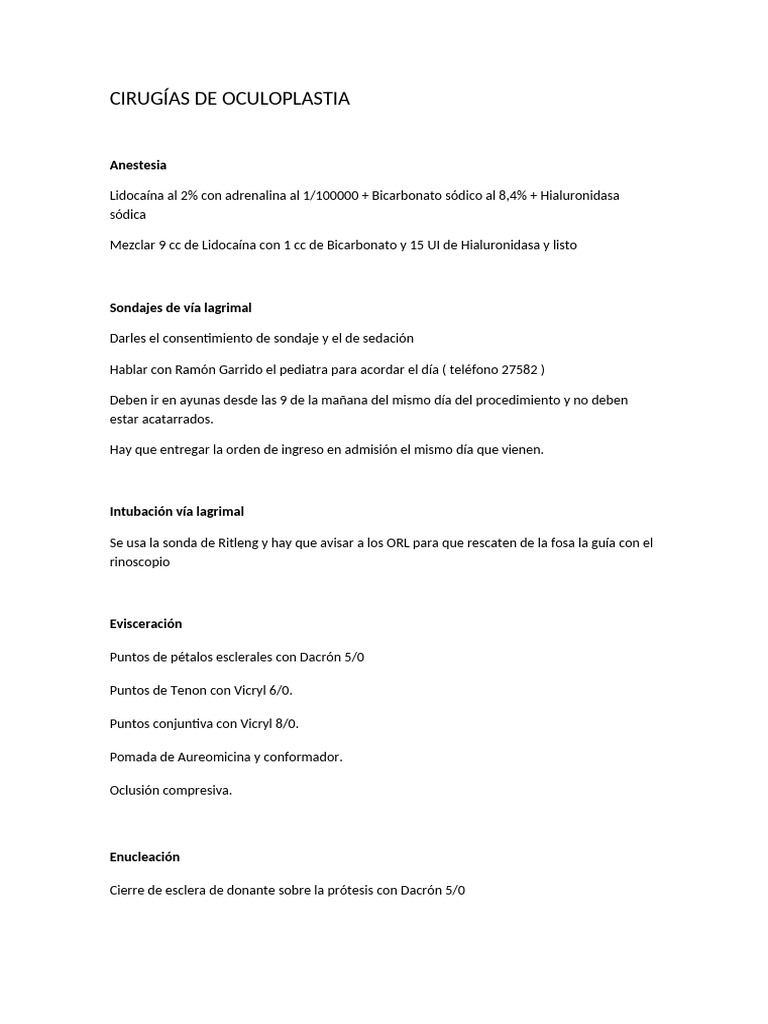 Guía de Cirugías de Oculoplastia | PDF