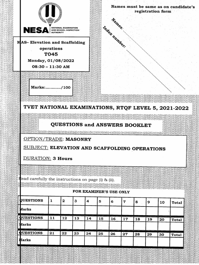 2022 T045 Elevation and Scaffolding Operations TVET | PDF