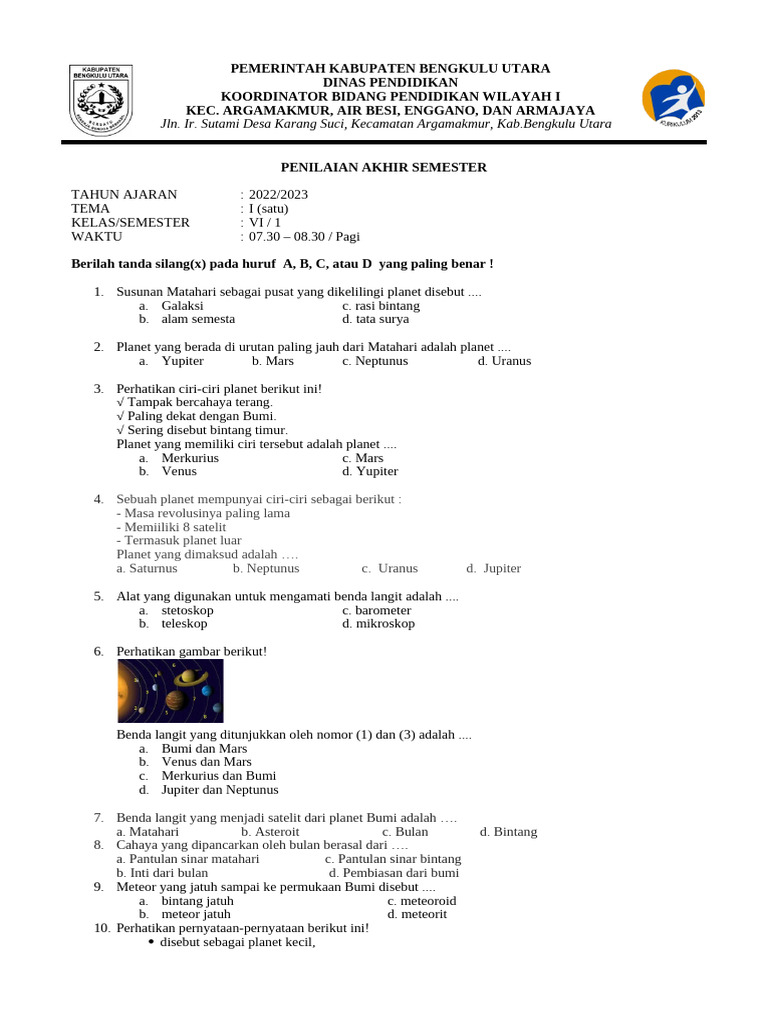 MASTER SOAL PAT KLS 6 TEMA 9 Siang | PDF