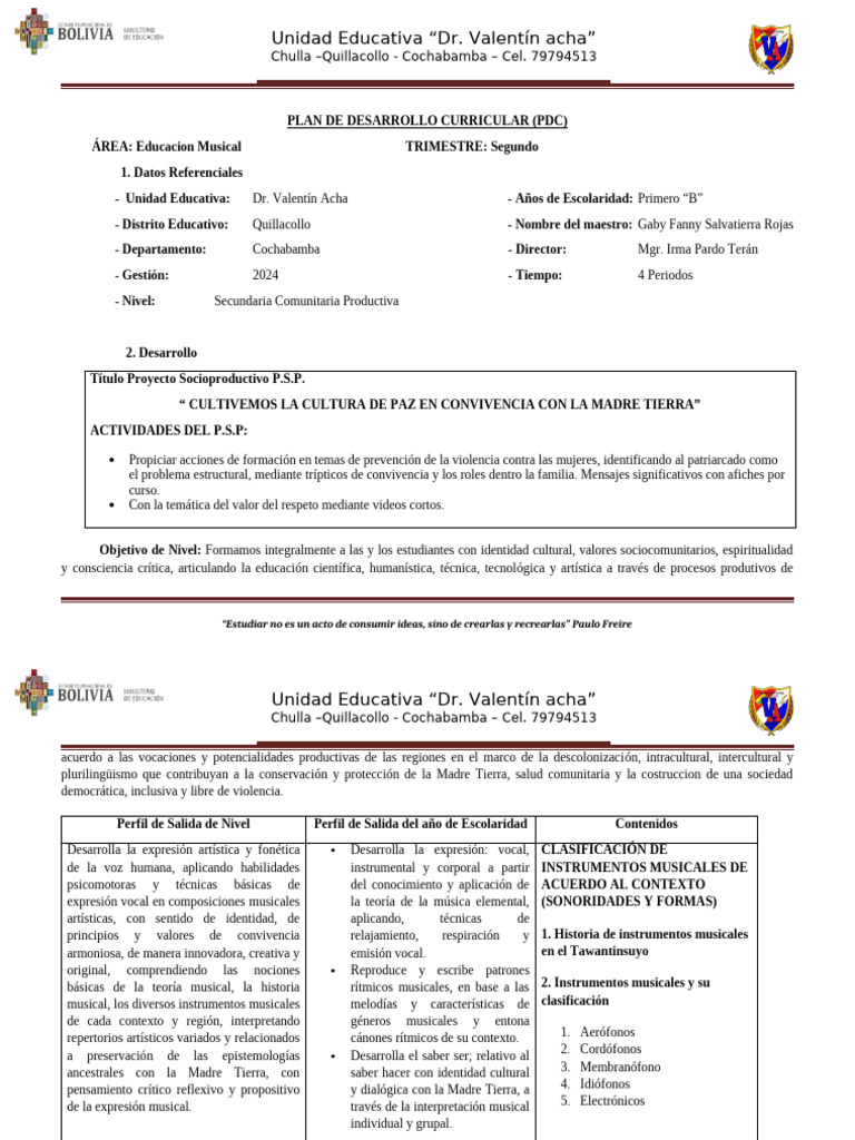 Plan de Desarrollo Curricular | PDF