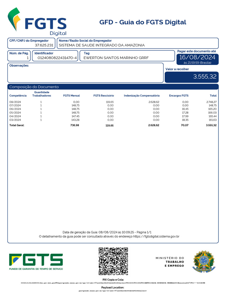 GFD - Guia Do FGTS Digital: 37.625.231 Sistema de Saude Integrado Da ...
