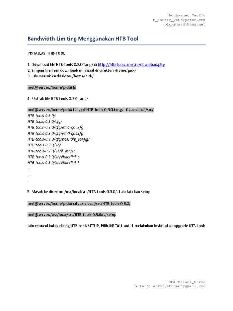 Bandwidth Limiting Menggunakan HTB Tool | PDF