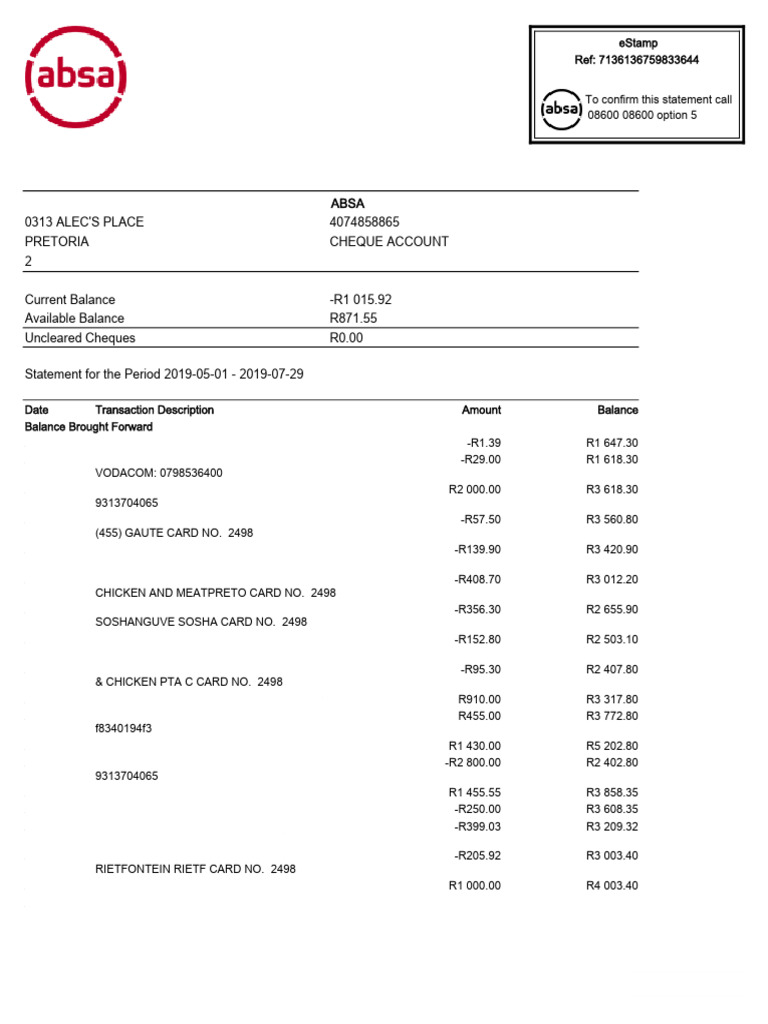 Capitec Statement: Wonderboom Transactions | PDF | Debit Card | Business