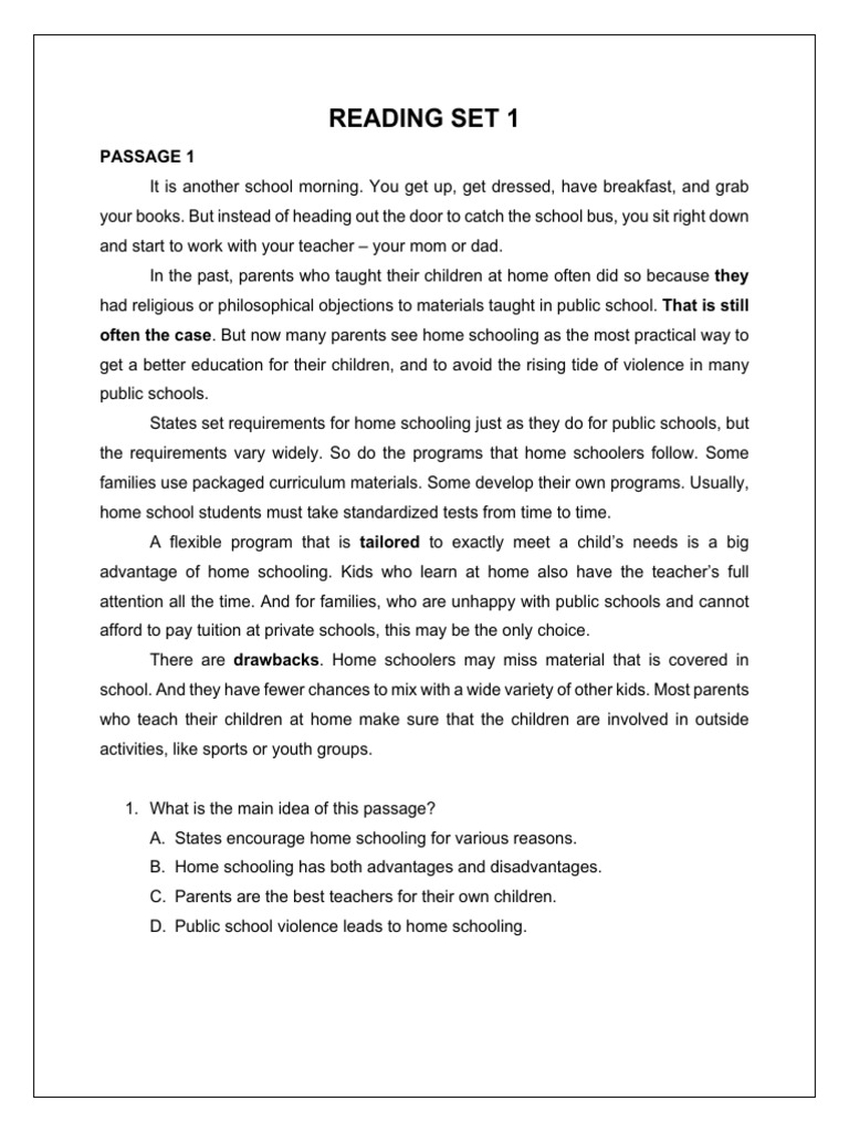 Reading Set 1 | PDF