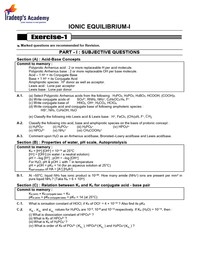 IONIC EQUI-basics (11th Jee) - 1 | PDF
