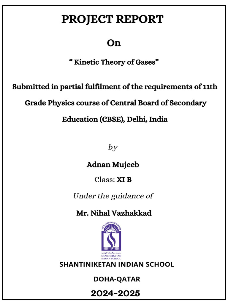 Investigatory Project - Physics - Kinetic Theory of Gases | PDF