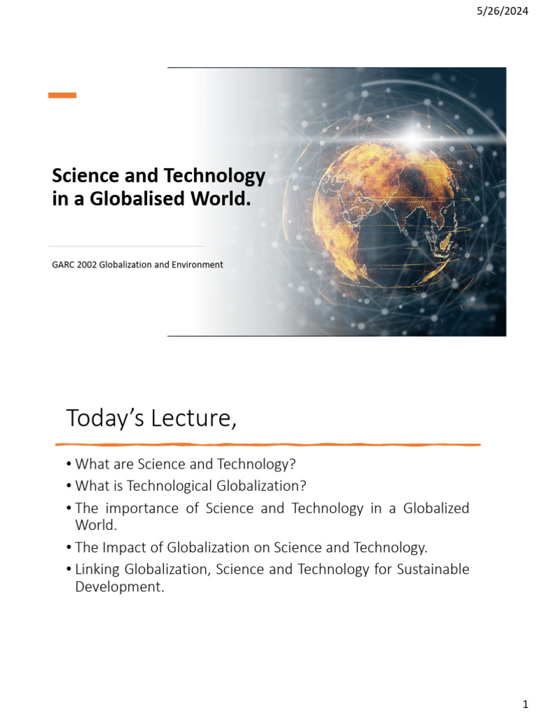 Unit 4 - Science and Technology in A Globalised World 3 | PDF