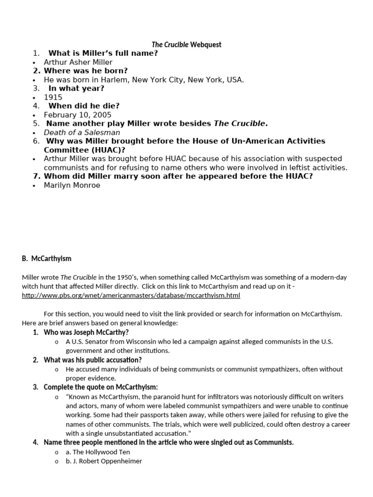 Crucible Webquest Updated | PDF