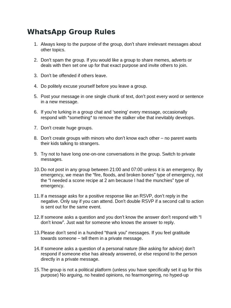 WhatsApp Group Rules | PDF