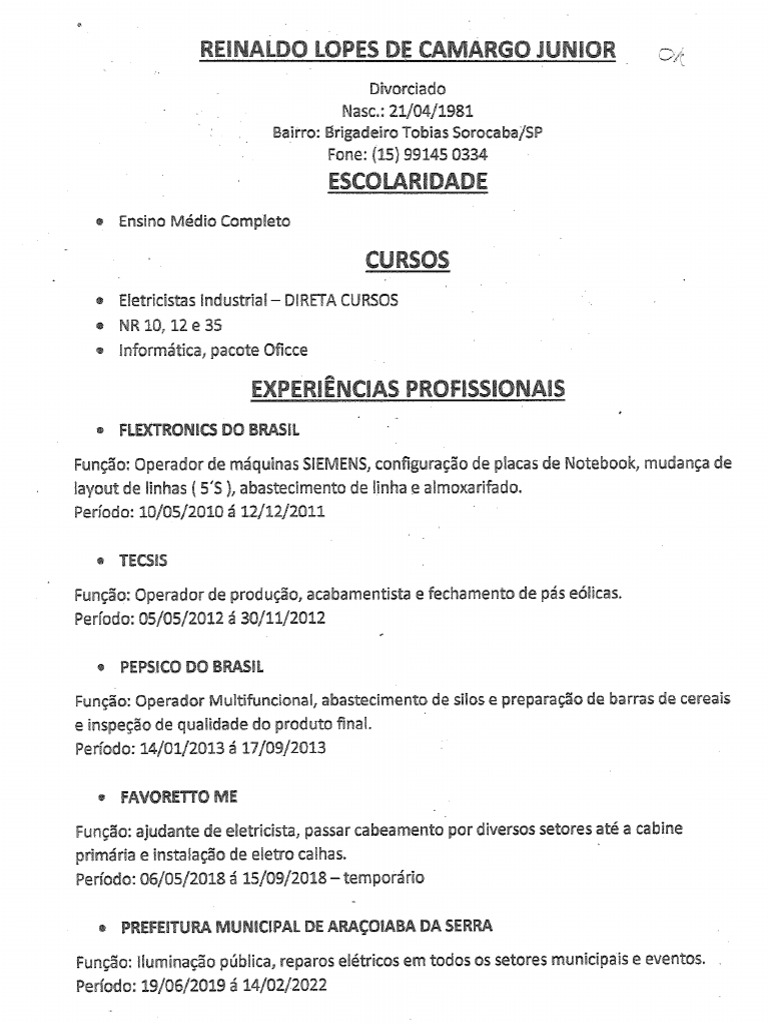 Reinaldo Lopes de Camargo Junior | PDF