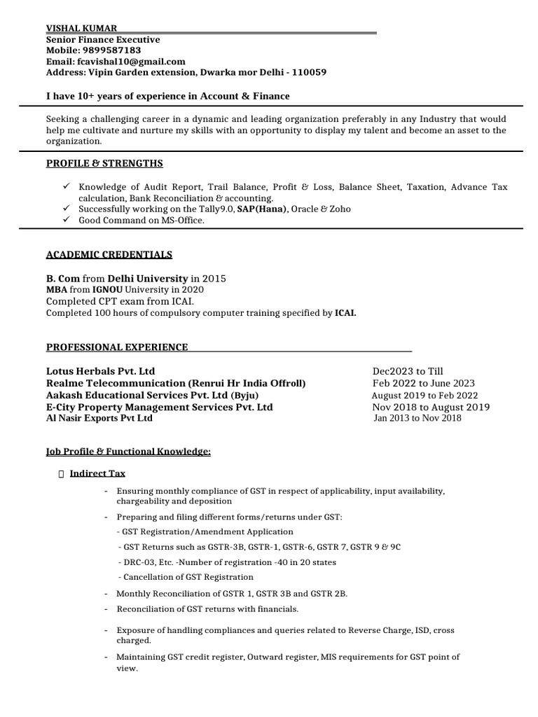 Vishal Resume 2024 | PDF