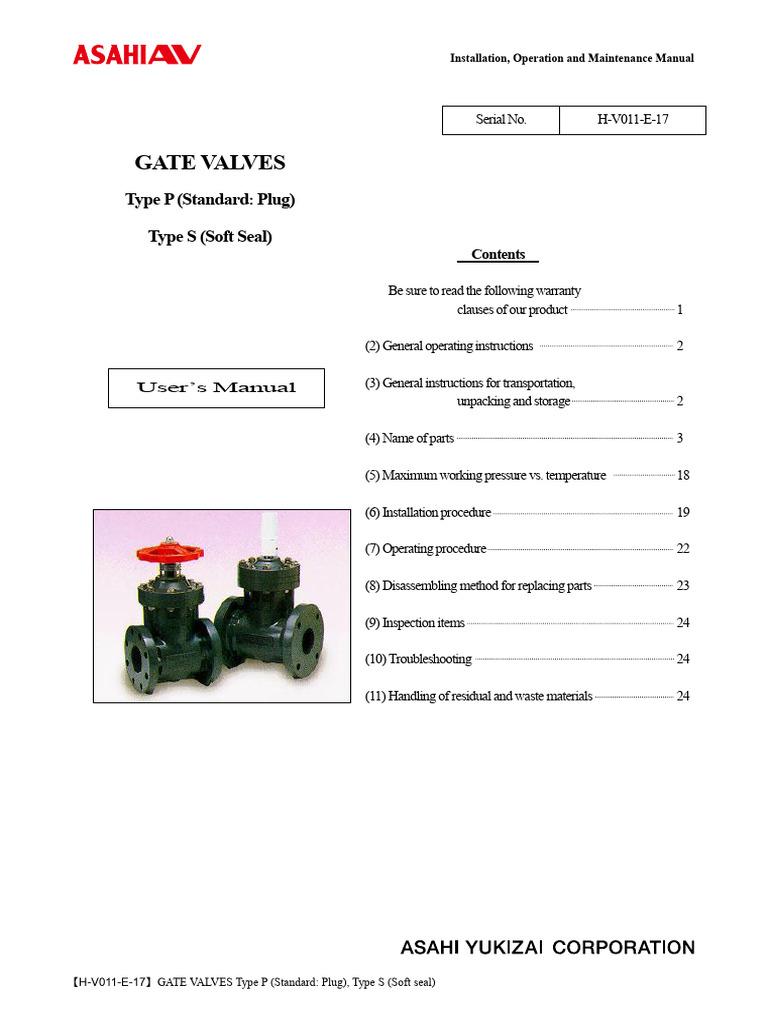 A Manual Valve 5 01 H-V011-E-17 | PDF