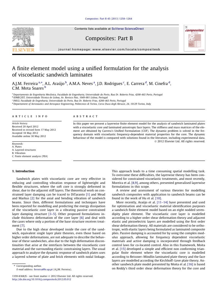 A Finite Element Model Using A Unified Formulation For The Analysis of Viscoelastic Sandwich ...
