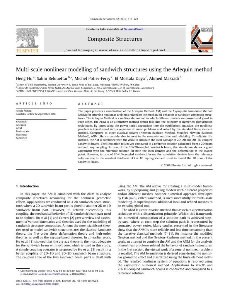 Multi-Scale Nonlinear Modelling of Sandwich Structures Using The ... Multi-Scale Nonlinear Modelling of Sandwich Structures Using The ...