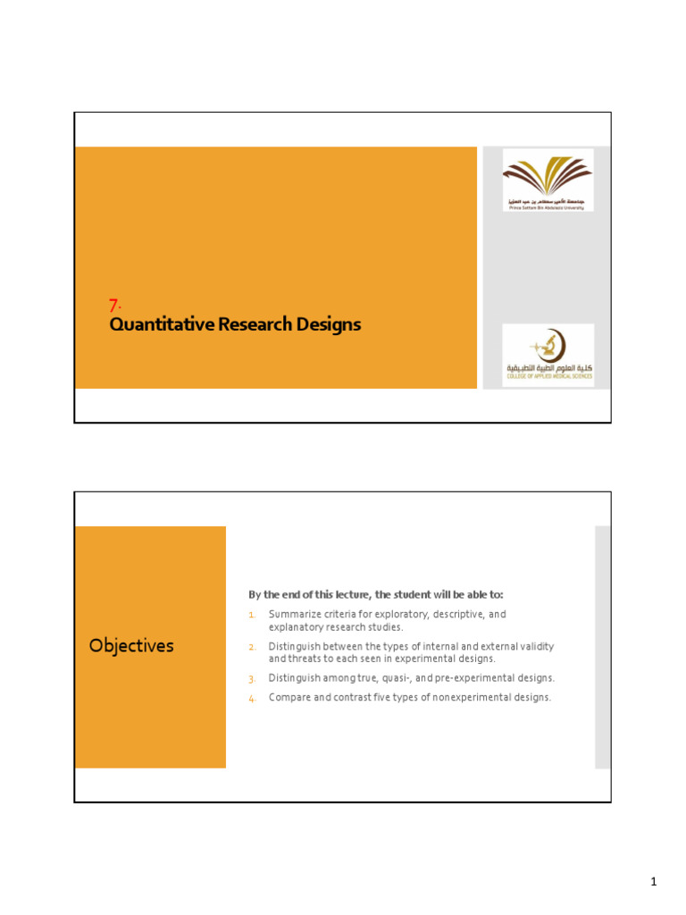 7 Quantitative Research Designs | PDF