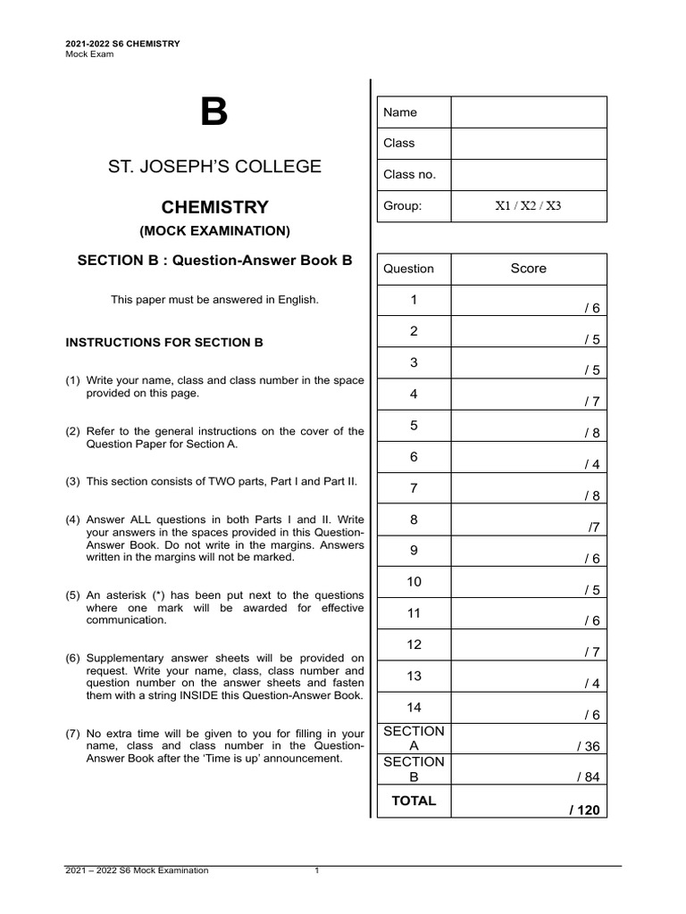2022 S6 Mock Exam Paper IB - Finalised | PDF