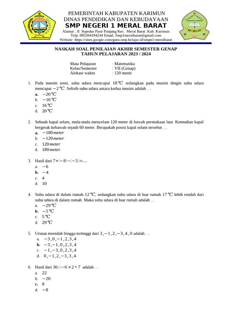 Soal Pas MTK | PDF