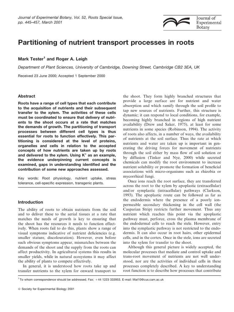Mark Tester Nutrient Partitioning | PDF