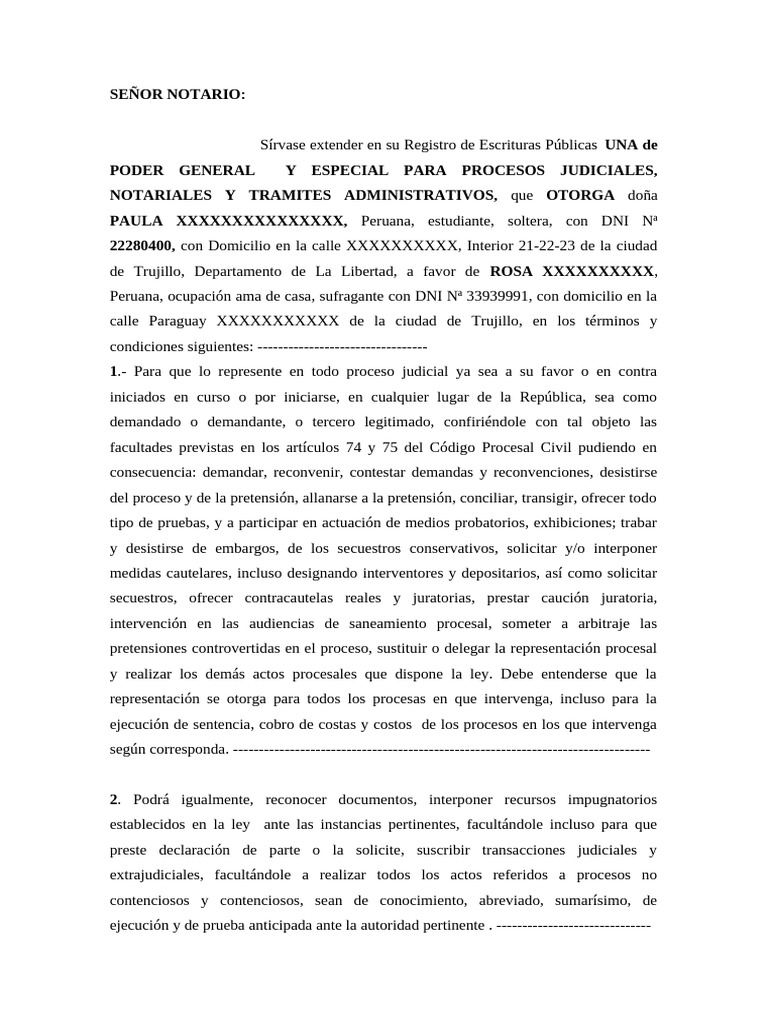 Modelo de Poder Por Escritura Publica | PDF