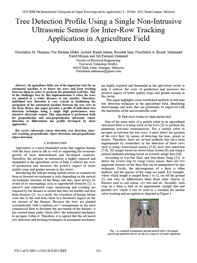 Tree Detection Profile Using A Single Non-Intrusive Ultrasonic Sensor For Inter-Row Tracking ...