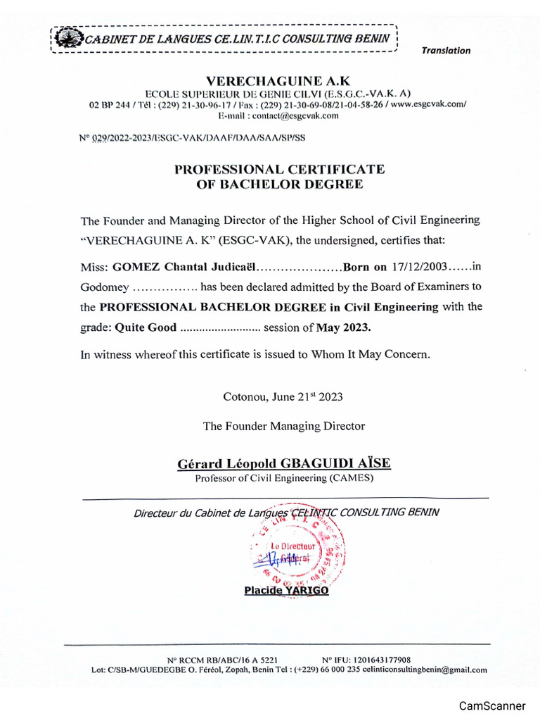 Certificate of Bachelor Degree | PDF