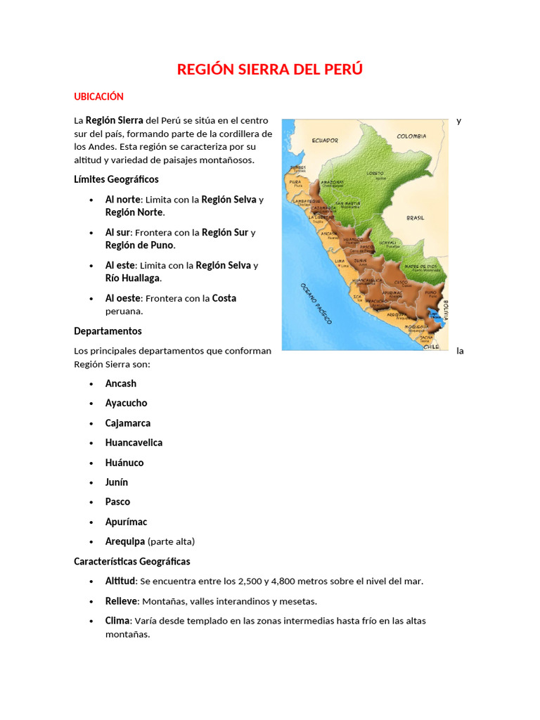 Región Sierra Del Perú | PDF