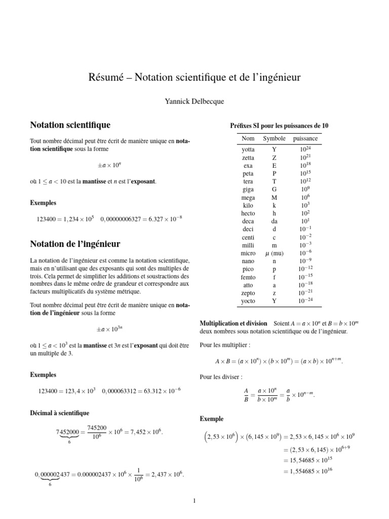 Notation Scientifique | PDF