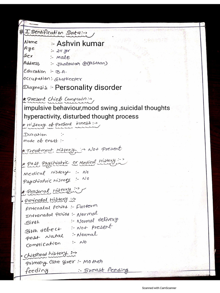 Case Study On Personality Disorder | PDF