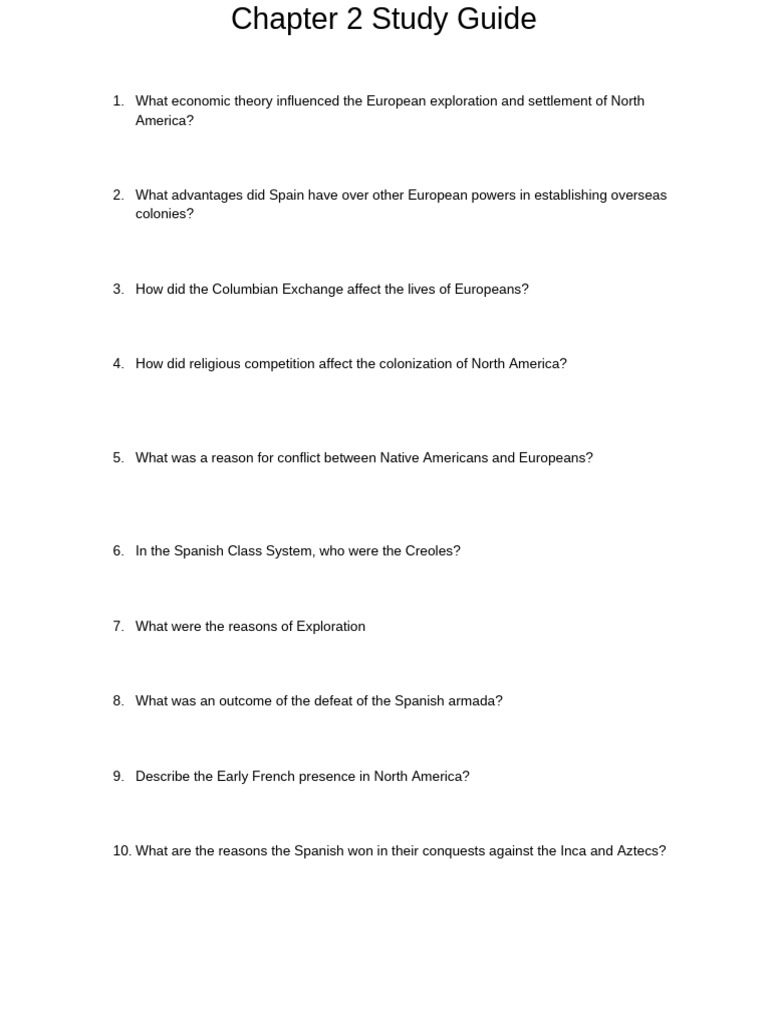 CH 2 Study Guide | PDF