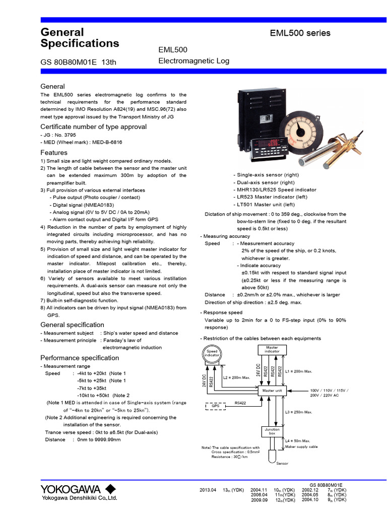 EML500 Electromagnetic Log GS-80B80M01-E | PDF