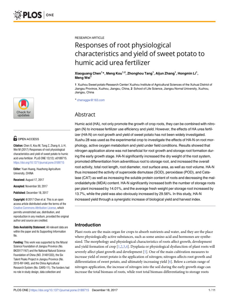 Zhia - Responses of Root Physiological Characteristics and Yield of ...