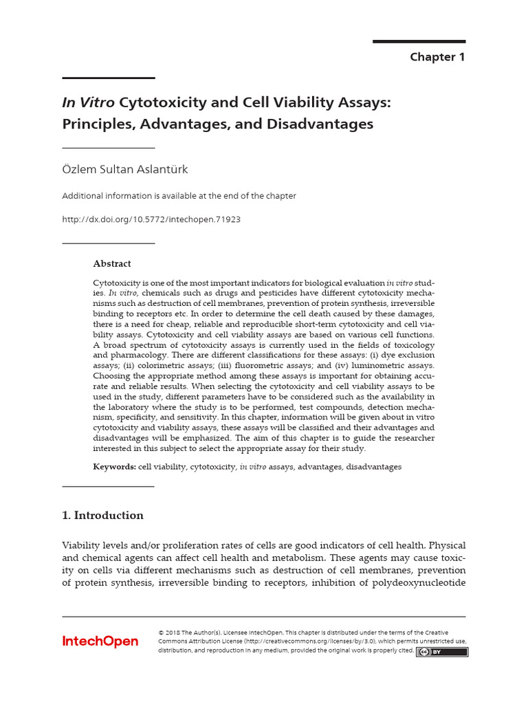 Cell Viability Assays, Principles and Applications | PDF