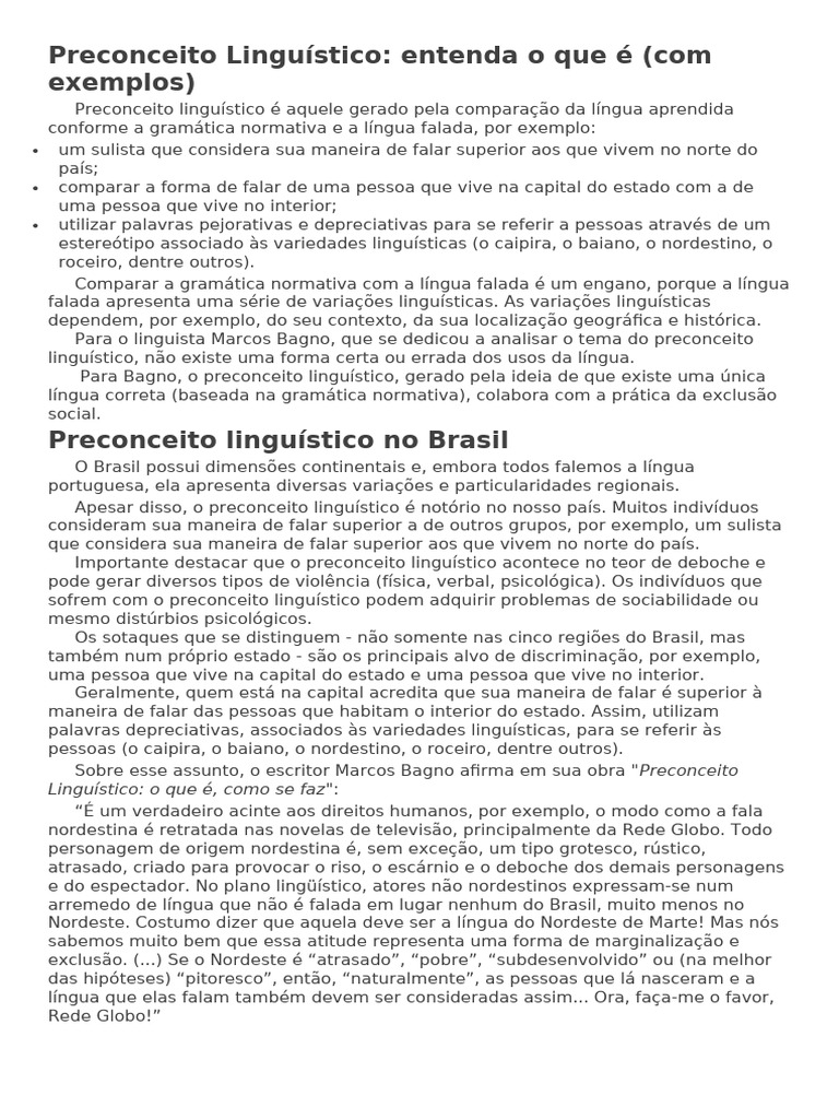 Preconceito Linguístico | PDF