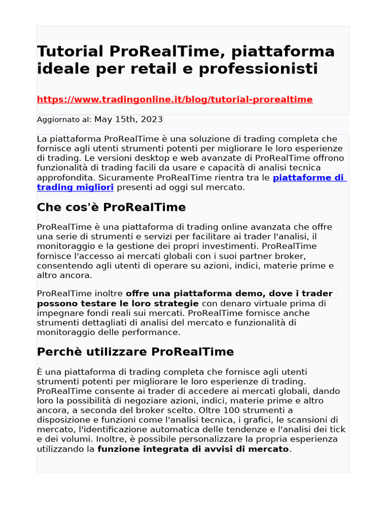 Tutorial ProRealTime | PDF