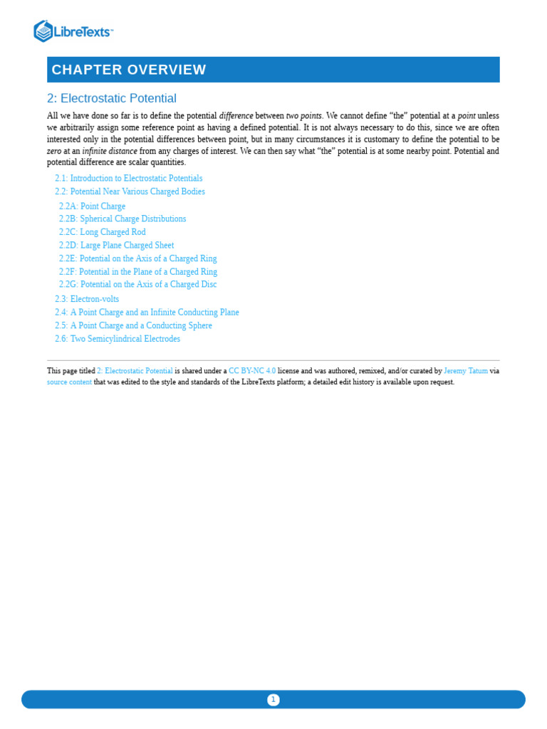 LibreTexts - Ch2 Electrostatic Potential | PDF