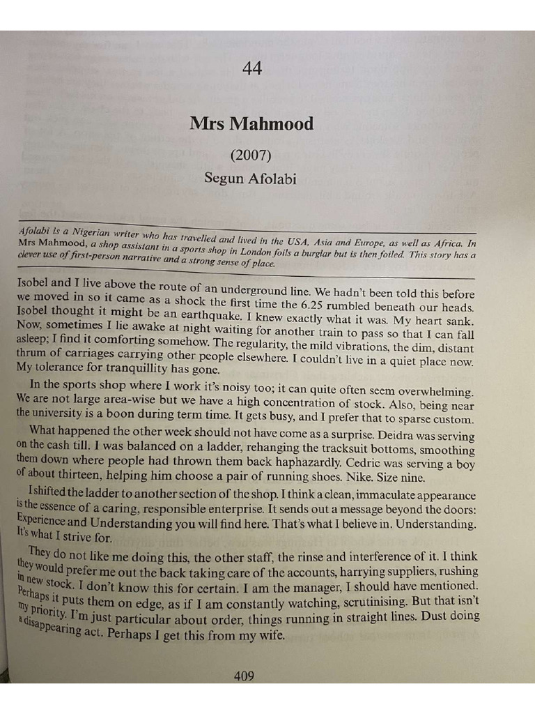 Mrs Mahmood, by Segun Afolabi | PDF