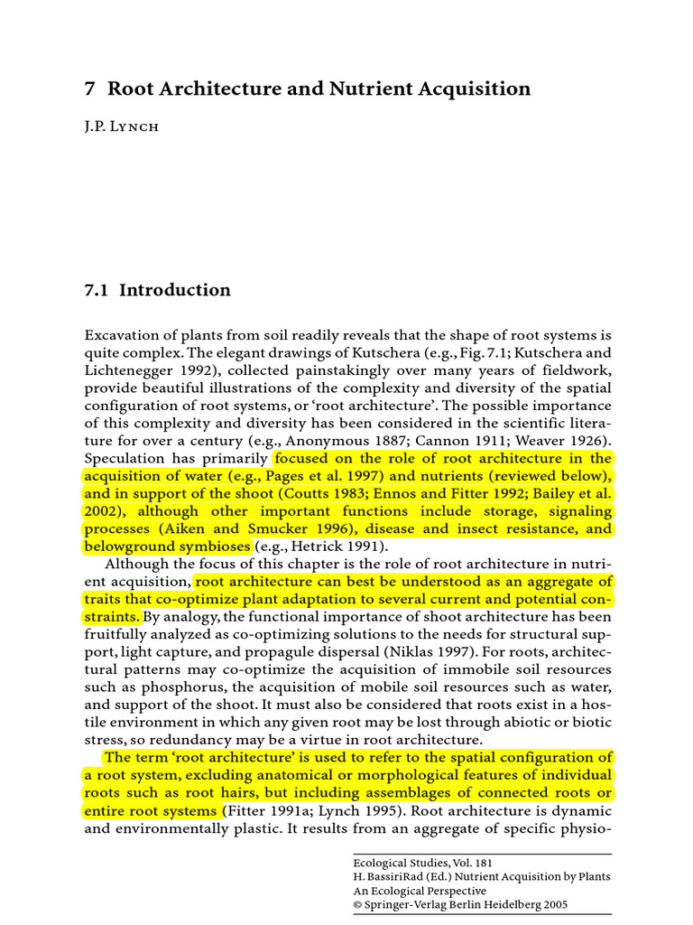 Root Architecture and Nutrient Acquisition | PDF