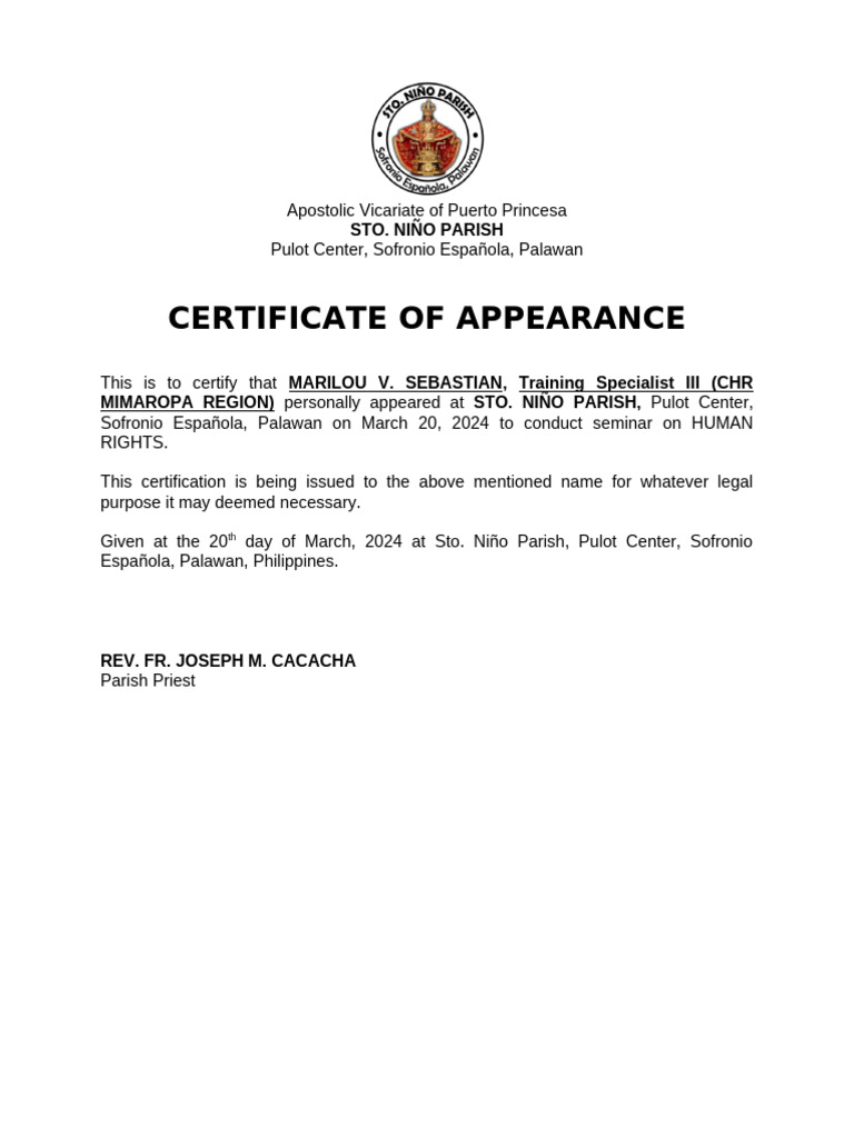 Certificate of Appearance | PDF