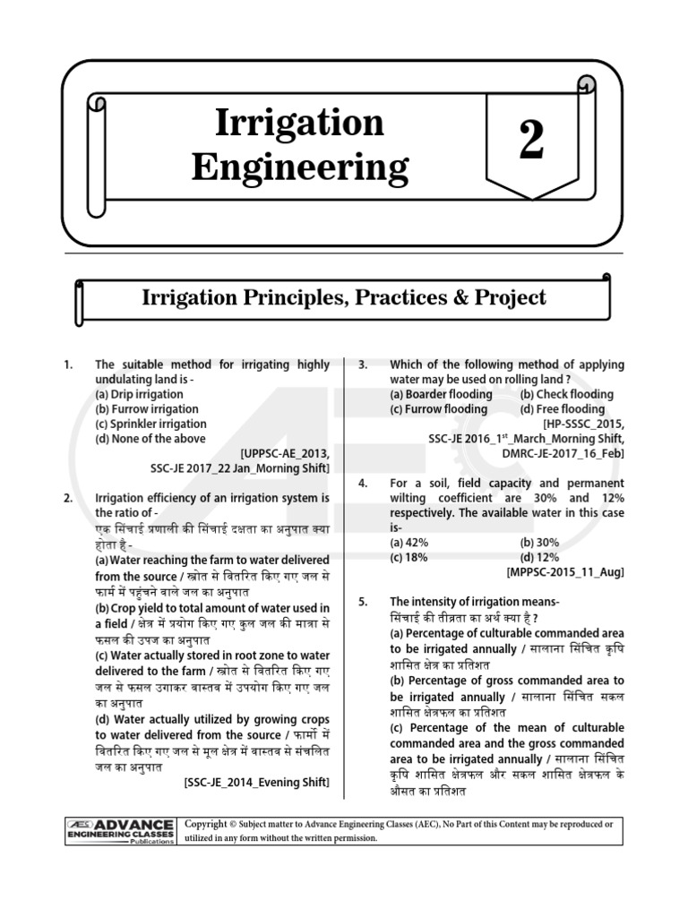 Irrigation PYQ Questions | PDF