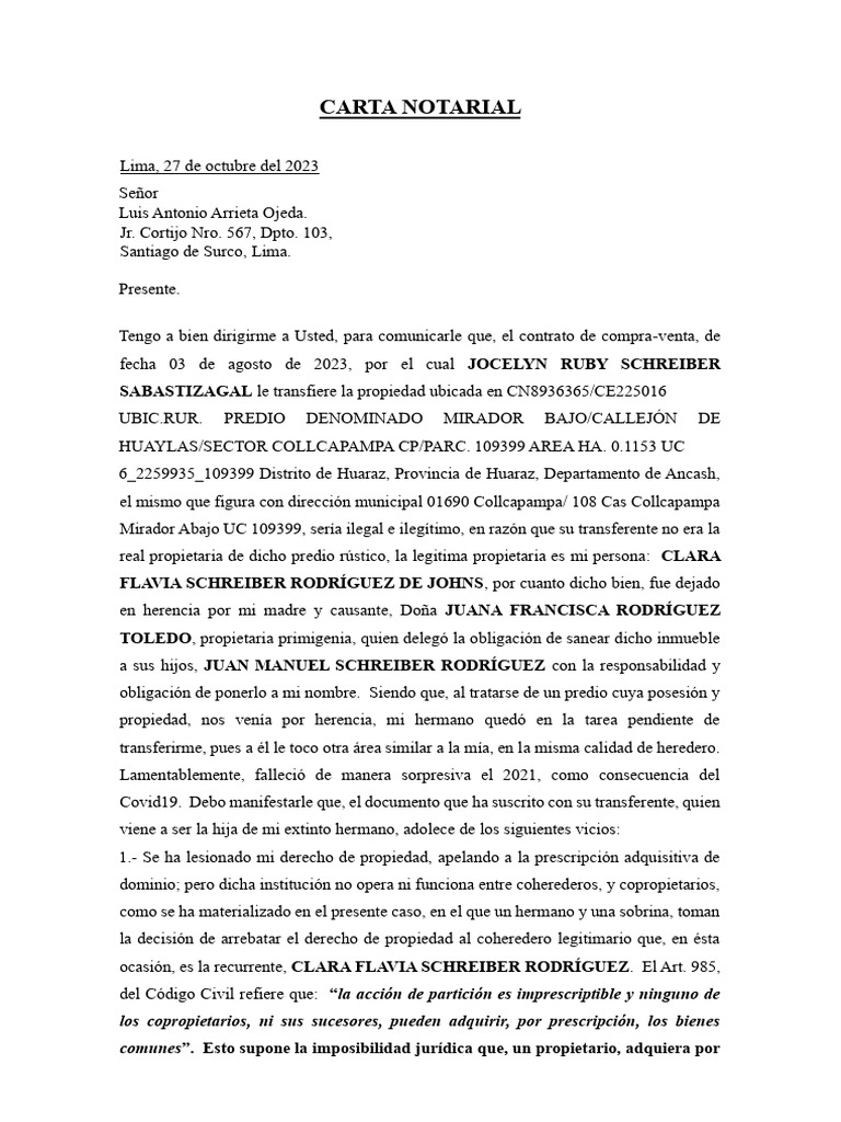 Carta Notarial Editada | PDF