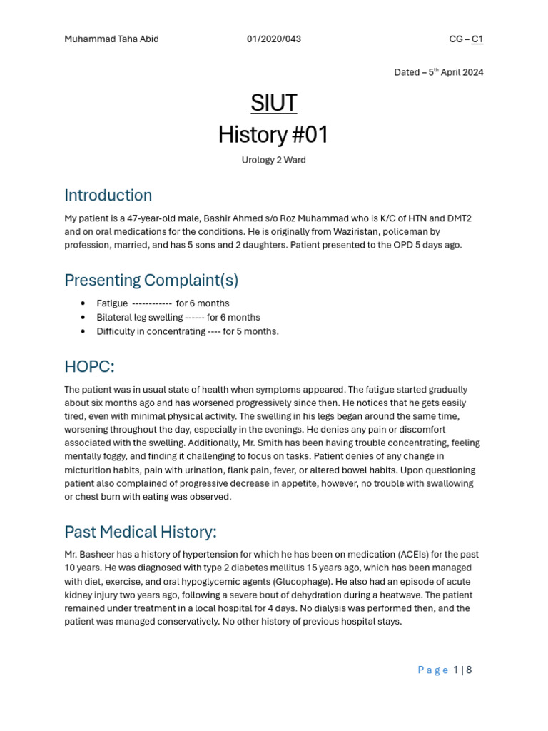 Urology Histories | PDF