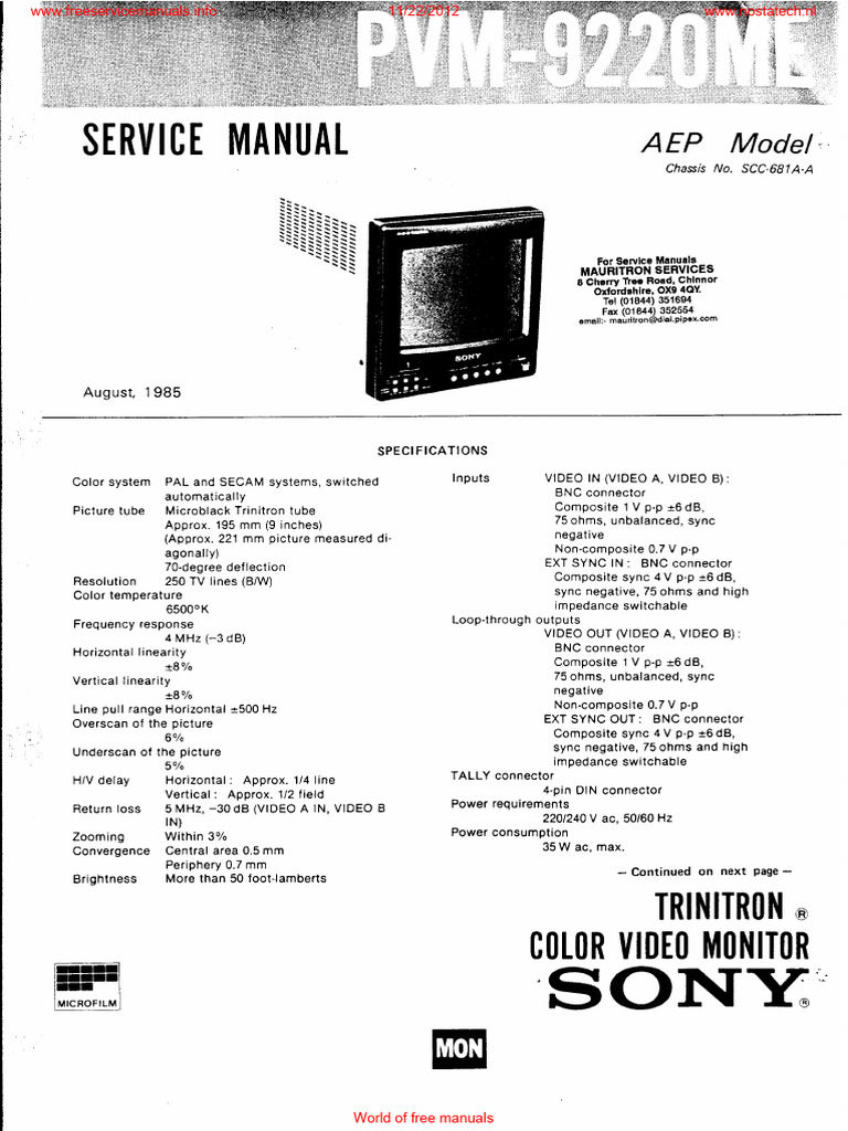 PVM-9220ME Service Manual | PDF