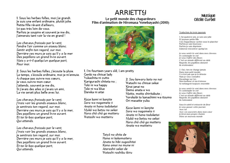 Corbel (C) - Arrietty (Paroles) | PDF